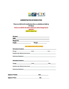 Medication Administration Form | CTC Academy